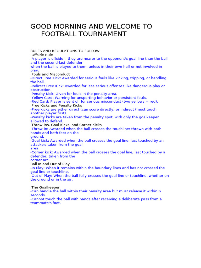 Football - Rules and Regulations | PDF