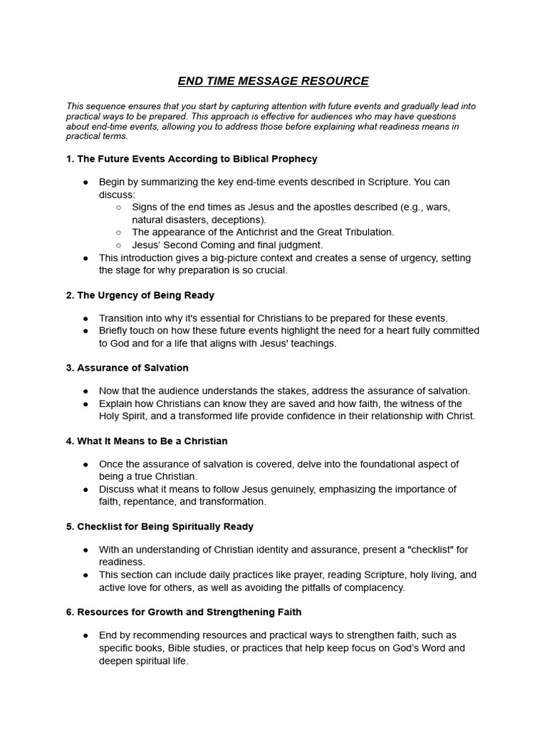 End Time Message Preparation Guide | PDF | Christian Eschatology | Jesus
