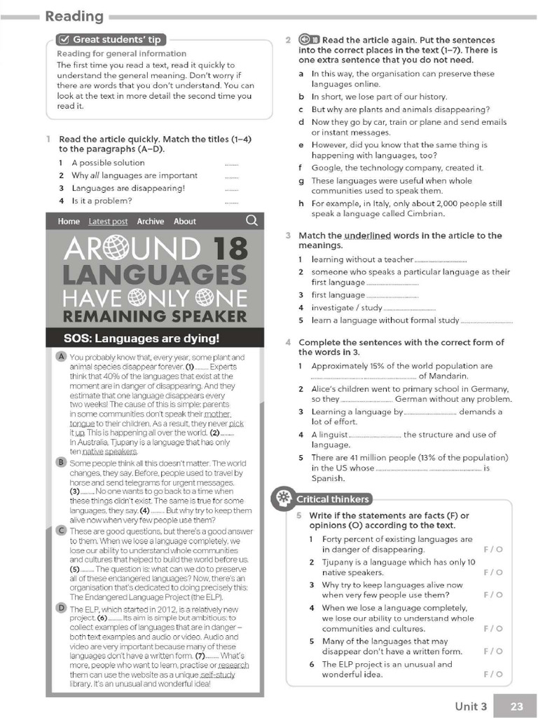 Reading 3 2 Eso | PDF