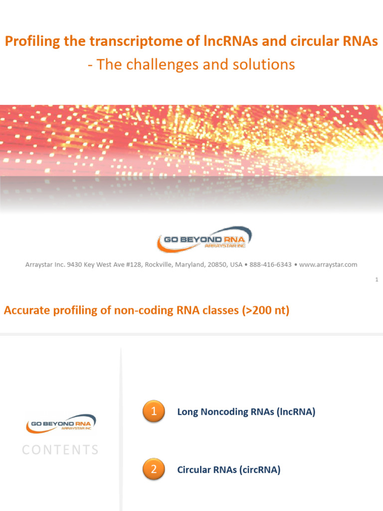 Agilent Webinar Arraystar 10252017 | PDF | Gene Expression | Messenger Rna