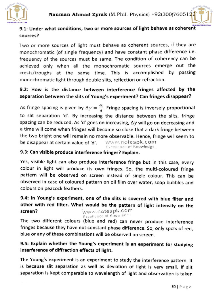 1st Physics CH 9-10 | PDF | Angular Resolution | Fiber Optic Communication
