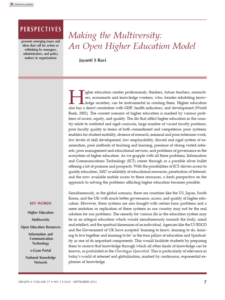 Making the Multiversity- An Open Higher Education Model | PDF