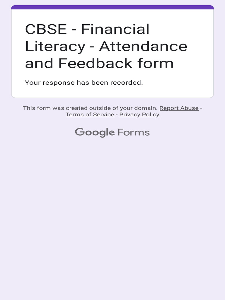 CBSE - Financial Literacy - Attendance and Feedback Form | PDF