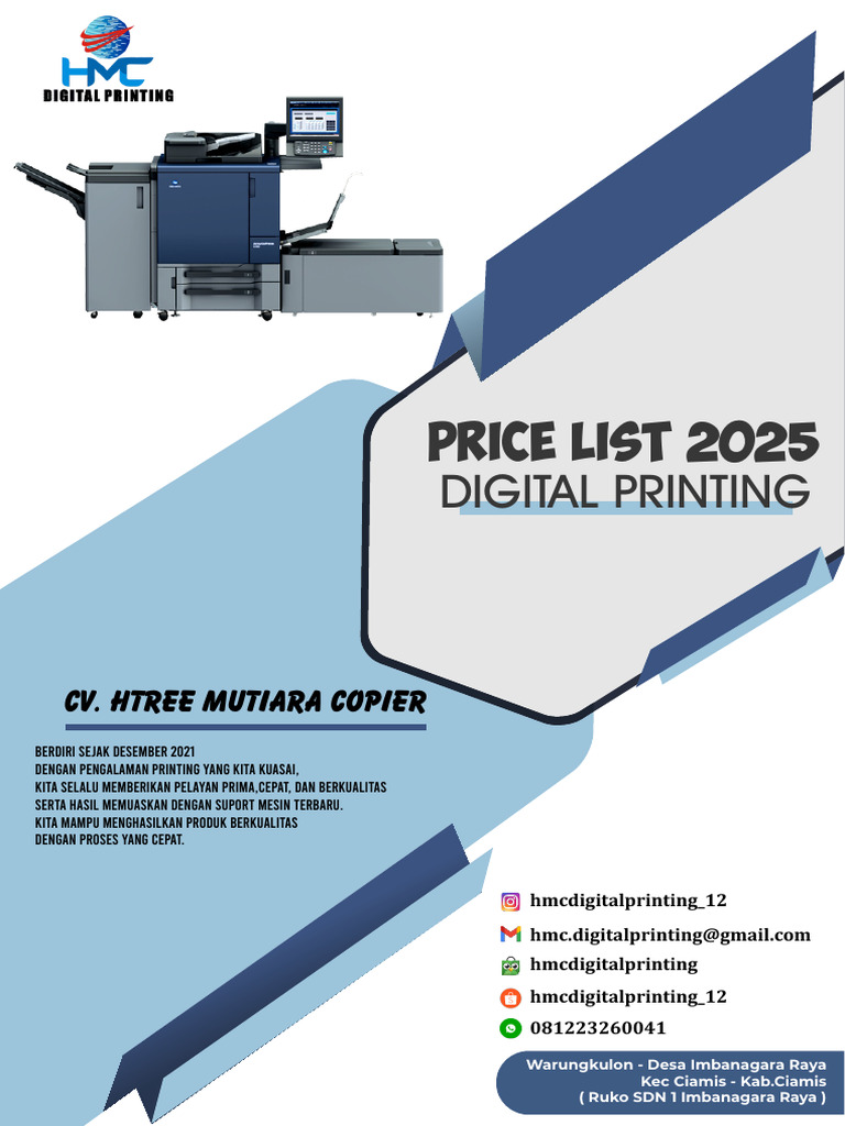 Harga Layanan Digital Printing 2025 | PDF