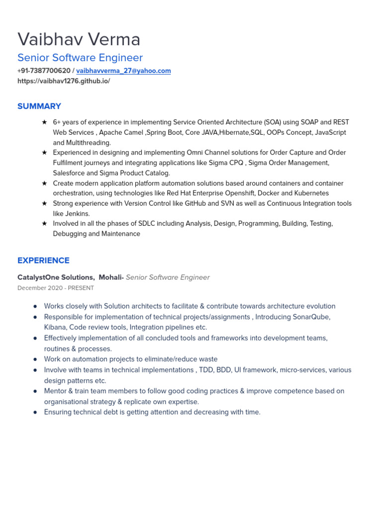 Vaibhav-Resume-11th.June.2021 | PDF | Service Oriented Architecture | Systems Architecture