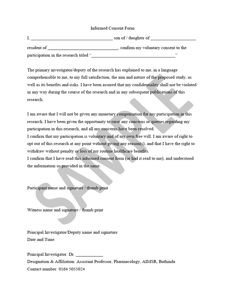 Informed Consent Form Template | PDF