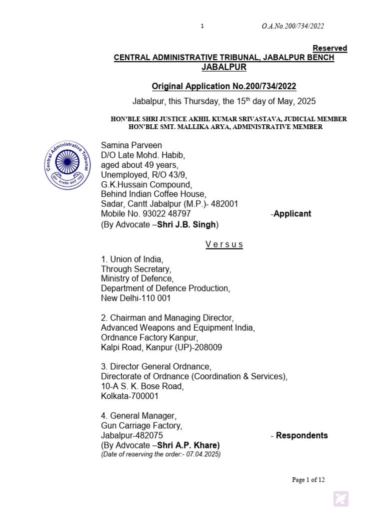 Samina Parveen Vs Defence Production On 15 May 2025 | PDF | Divorce ...