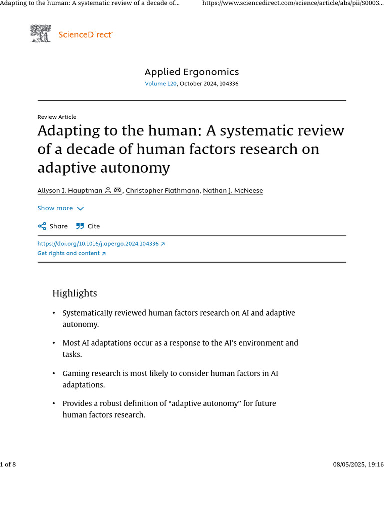 Systematic Review of Adaptive Autonomy | PDF | Artificial Intelligence ...