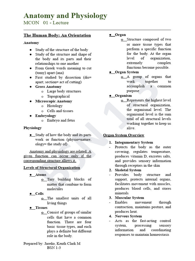 Chapter 1 To 3 Anaphy Review | PDF | Cell Membrane | Ion