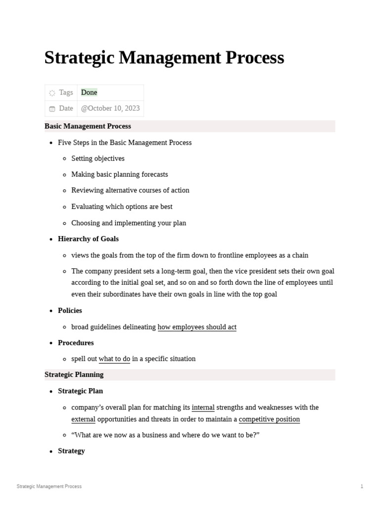2 Strategic Management Process | PDF | Strategic Management | Performance Indicator