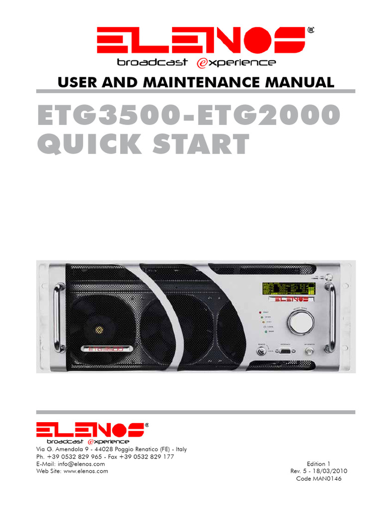Etg3500-Etg2000 Quickstart Uk 05 | PDF | Amplifier | Power Supply