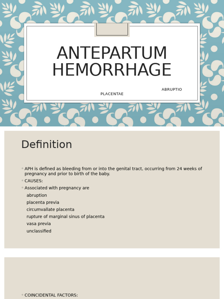 Understanding Antepartum Hemorrhage Causes | PDF | Childbirth ...