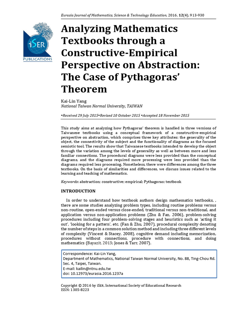 Analyzing Mathematics Textbooks Through A Constructive Empirical ...