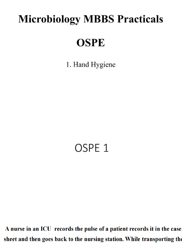 OSPE - Hand Hygiene | PDF