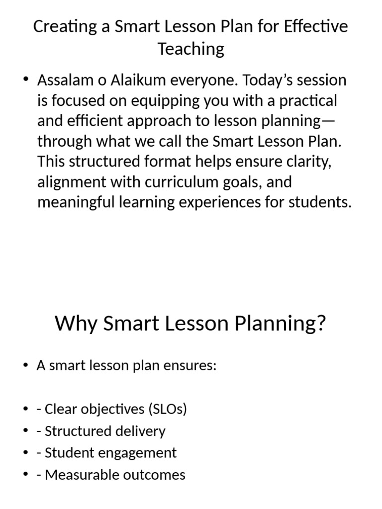 Smart Lesson Plan Framework Guide | PDF | Lesson Plan | Curriculum