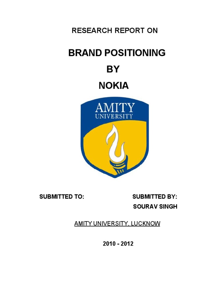 Brand Positioning by Nokia Diss | PDF | Nokia | Brand