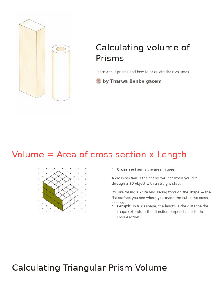 Calculating Volume of Prisms Y9 | PDF