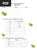 Face and Place Value Grade3 Worksheet | PDF