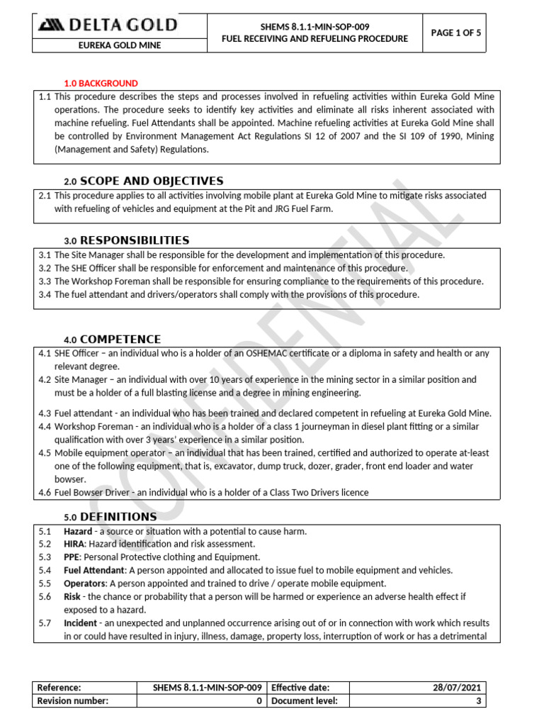 Shems 8.1.1-Min-Sop-009-Machine Refueling Procedure | PDF | Oil Tanker ...