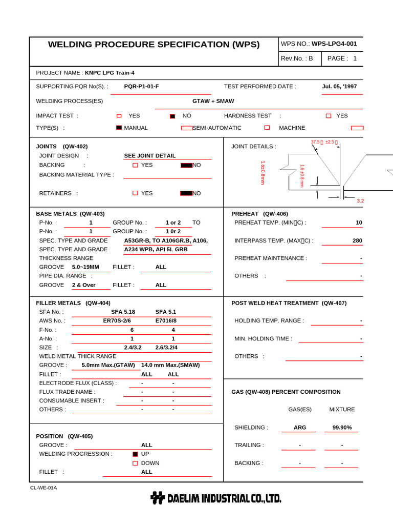 LPG4-WPS Rev. B | PDF | Welding | Construction