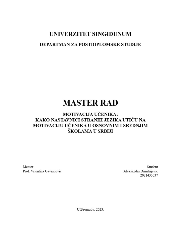 Motivacija Rad PDF | PDF