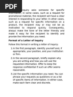 Letter of Enquiry Class 10 | PDF