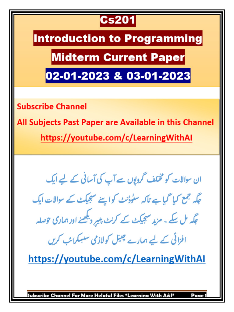 CS201 Midterm Paper Overview 2023 | PDF | Computer Architecture | Software