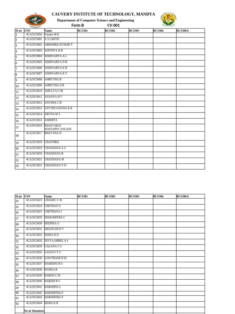 3rd Sem 1st IA Form B | PDF