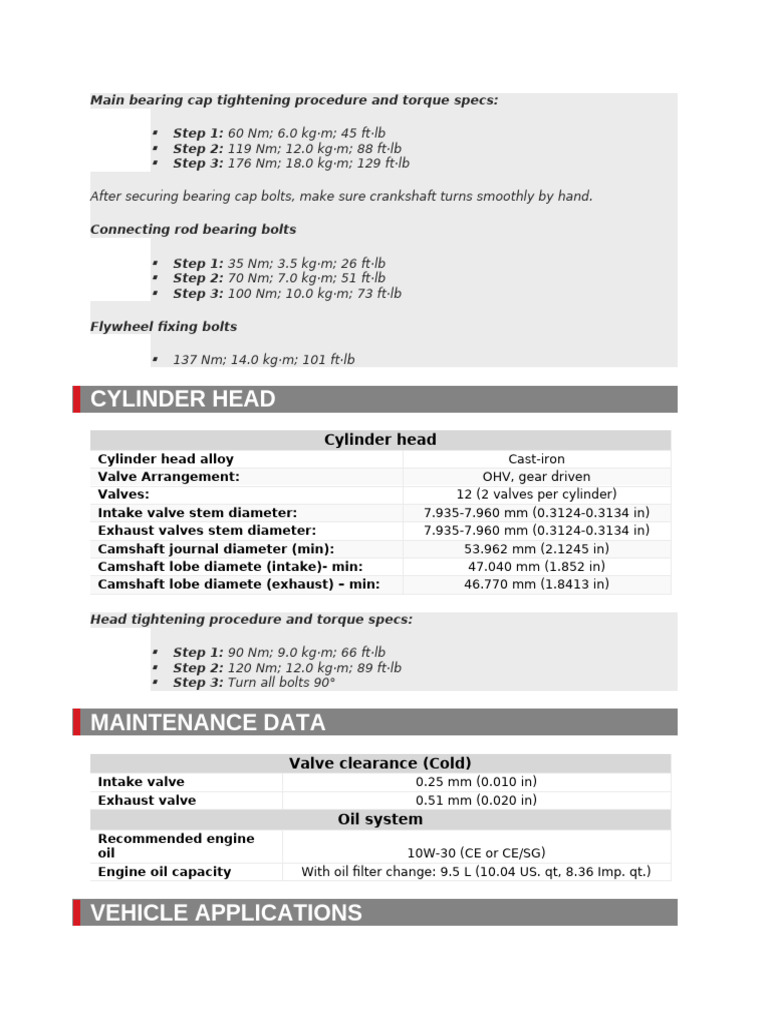 Caeb Main Bearing Torque Specs