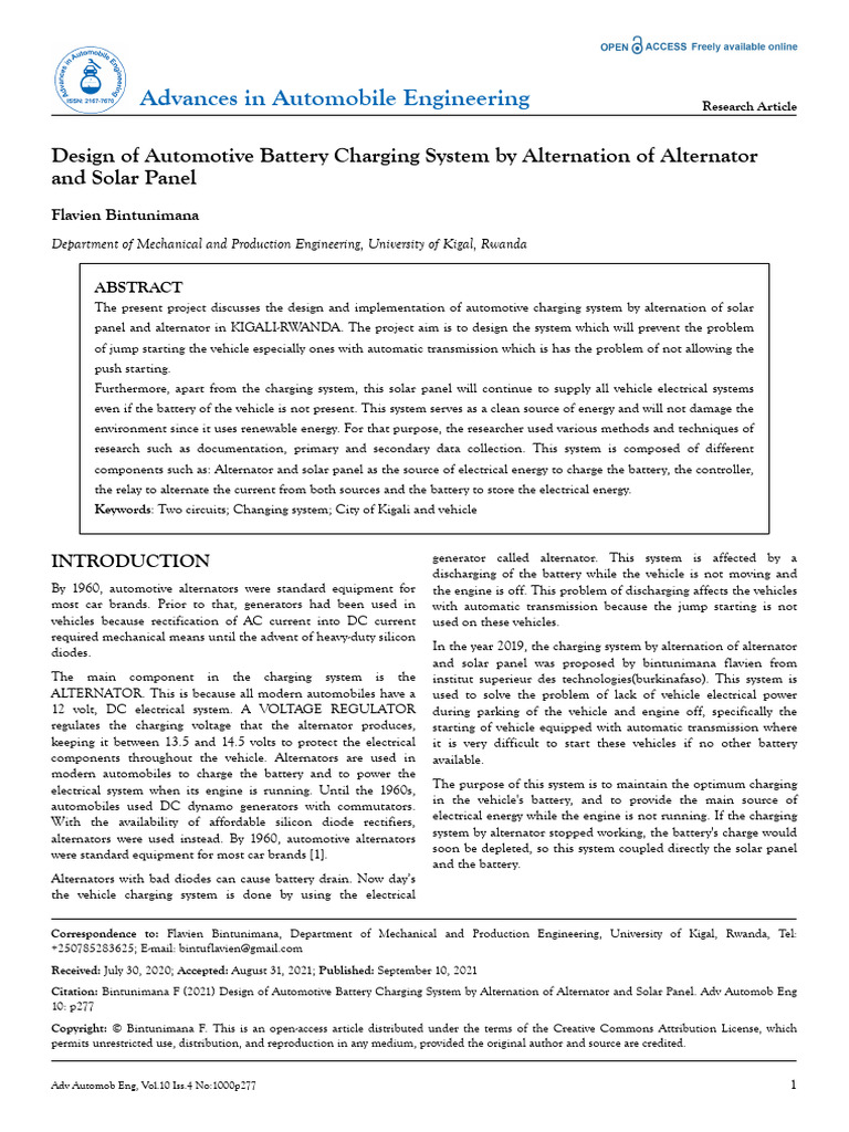 Automotive Battery Charging System Design | PDF | Photovoltaic System ...