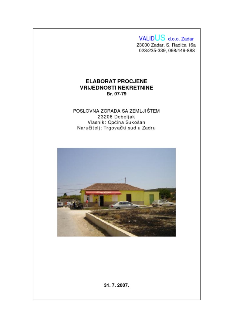Elaborat Procjene Vrijednosti | PDF
