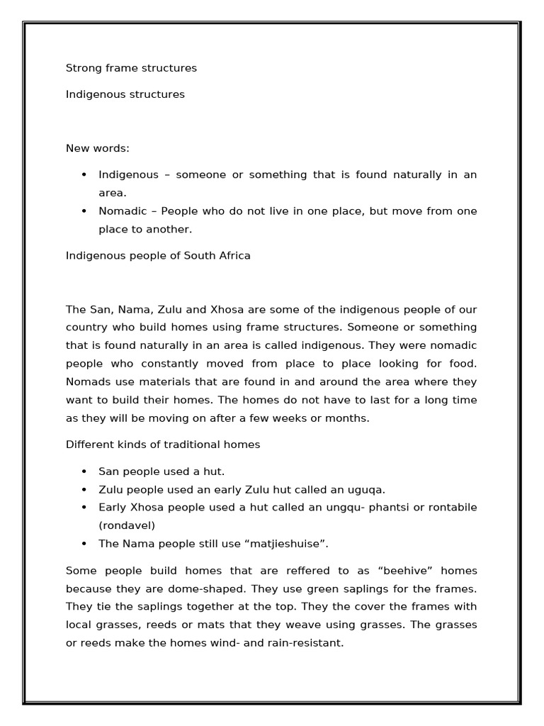 Strong frame structures - Indidenous structures (1) | PDF