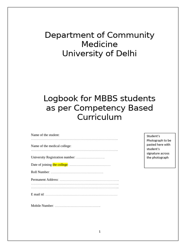 MBBS Logbook Guidelines for Students | PDF | Learning | Medical School