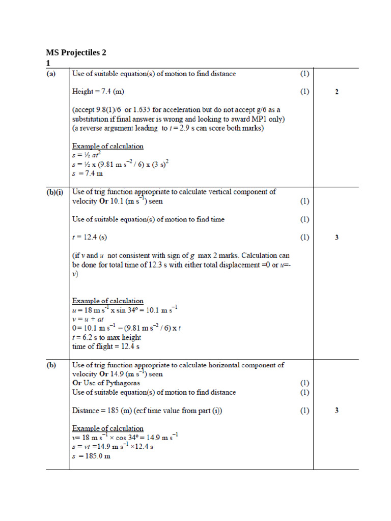 Projectiles Structured MS | PDF