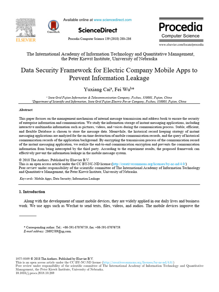 Data Security Framework For Electric Company Mobile Apps To | PDF | Computer Network | Security
