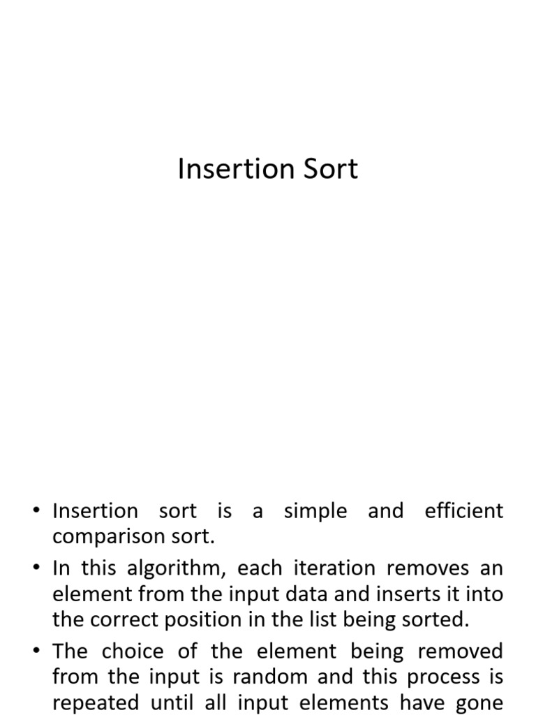 Insertion Sort Algorithm Explained | PDF | Time Complexity | Algorithms ...