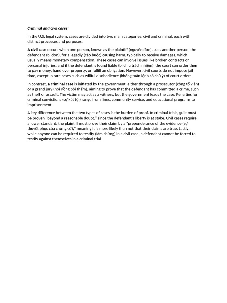 Understanding Civil vs. Criminal Cases | PDF