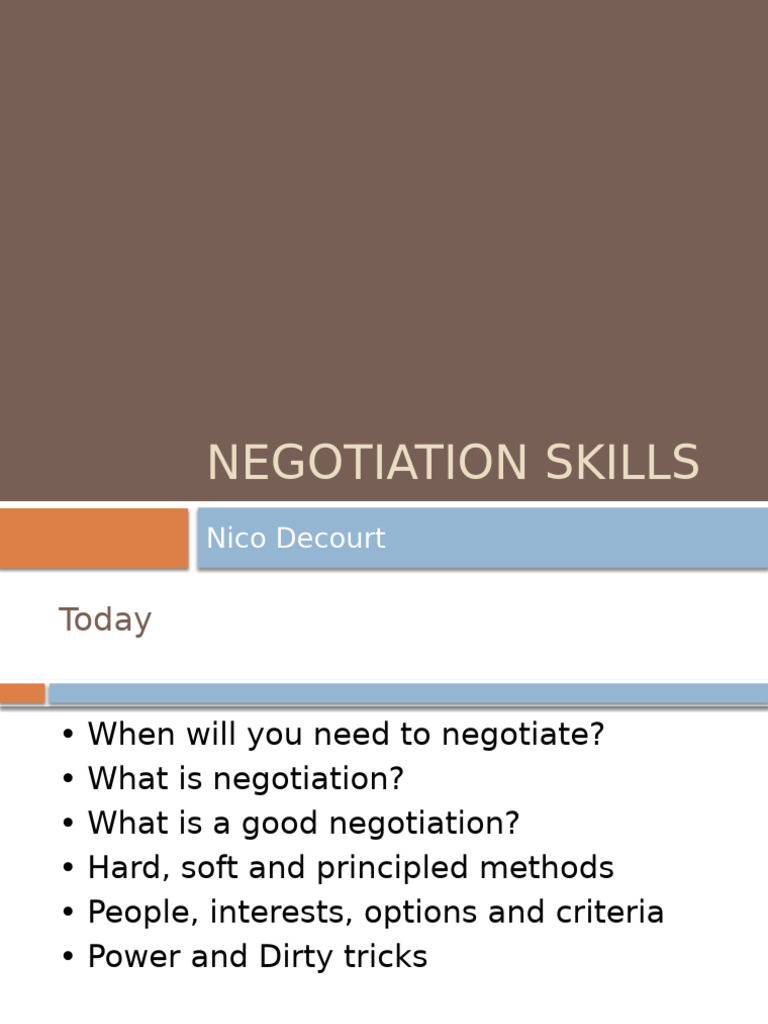 20XX XX - Cours.negociation Skills - Powerpoint.ent | PDF | Negotiation | Cognition