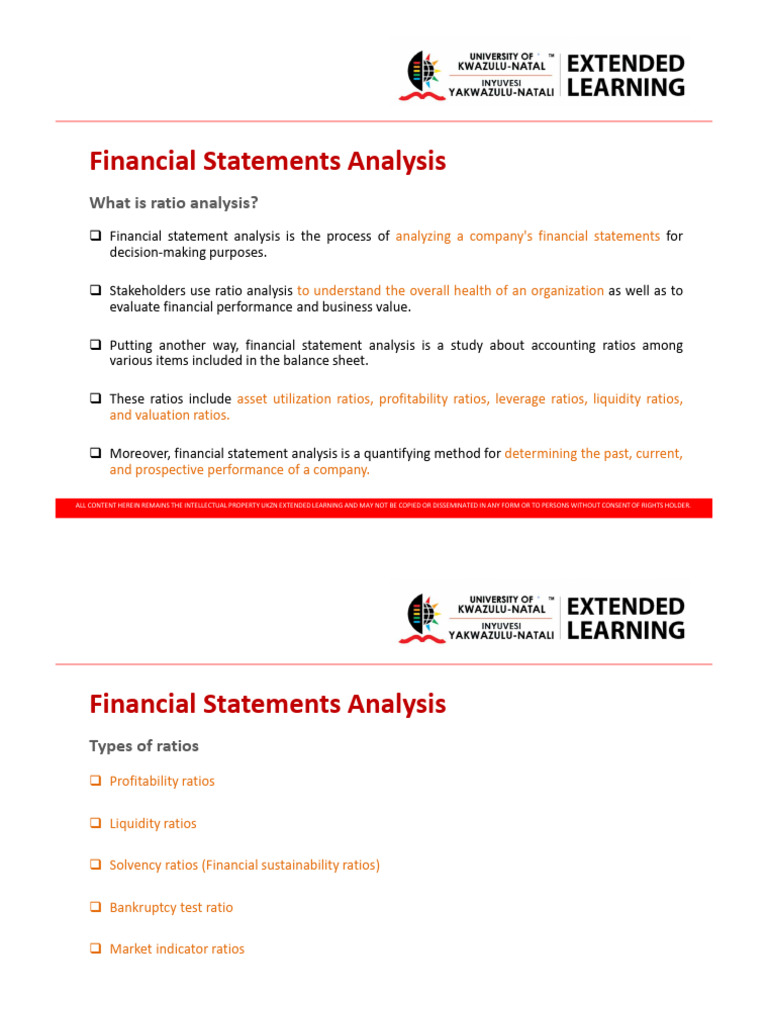Financial Statement Ratio Analysis Guide | PDF | Equity (Finance ...