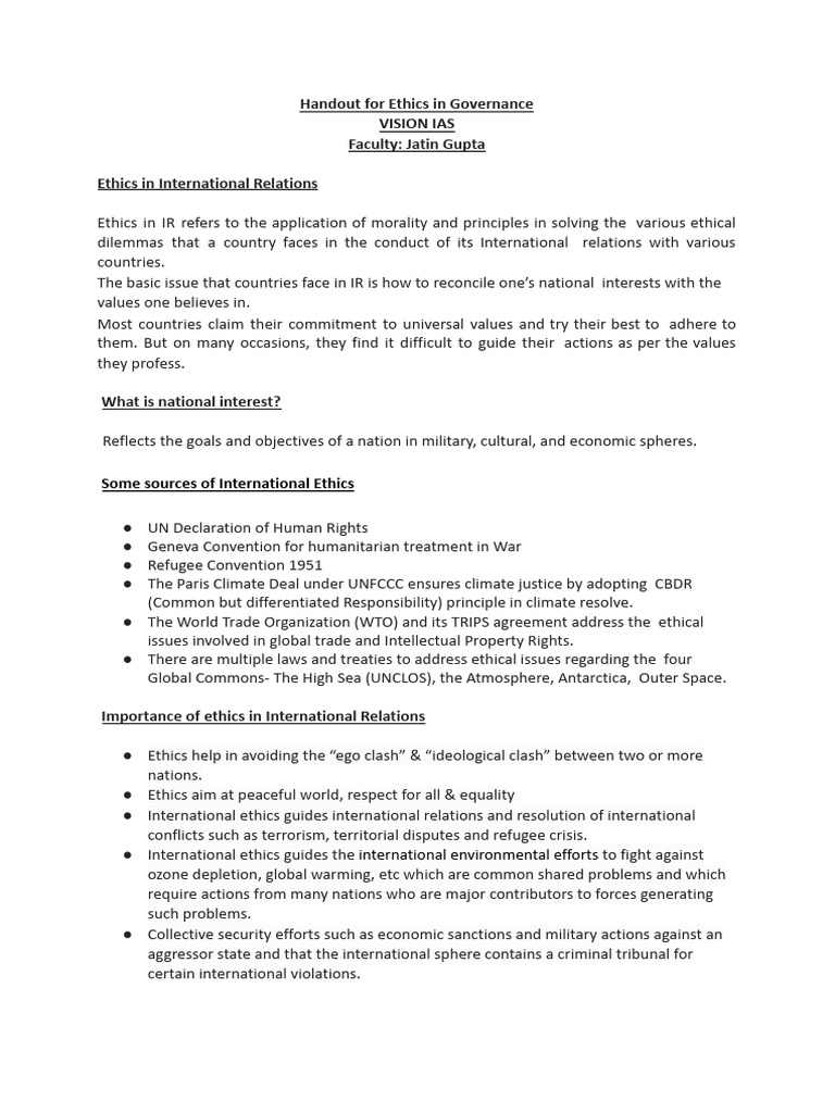 Classroom 0 Ethics in International Relations | PDF | Refugee | Human ...