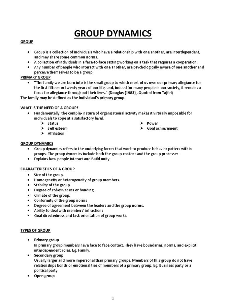 Group Dynamics | PDF | Psychotherapy | Leadership