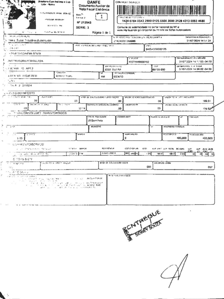 NOTA FISCAL DO DLog | PDF