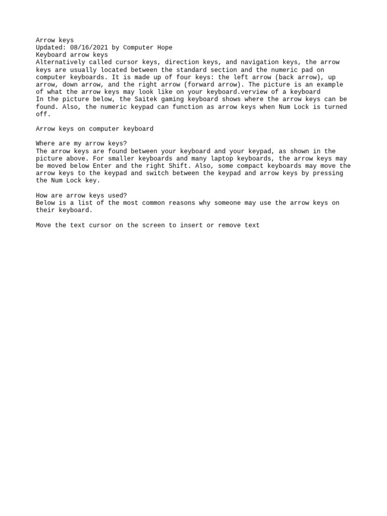 Arrow Keys | PDF