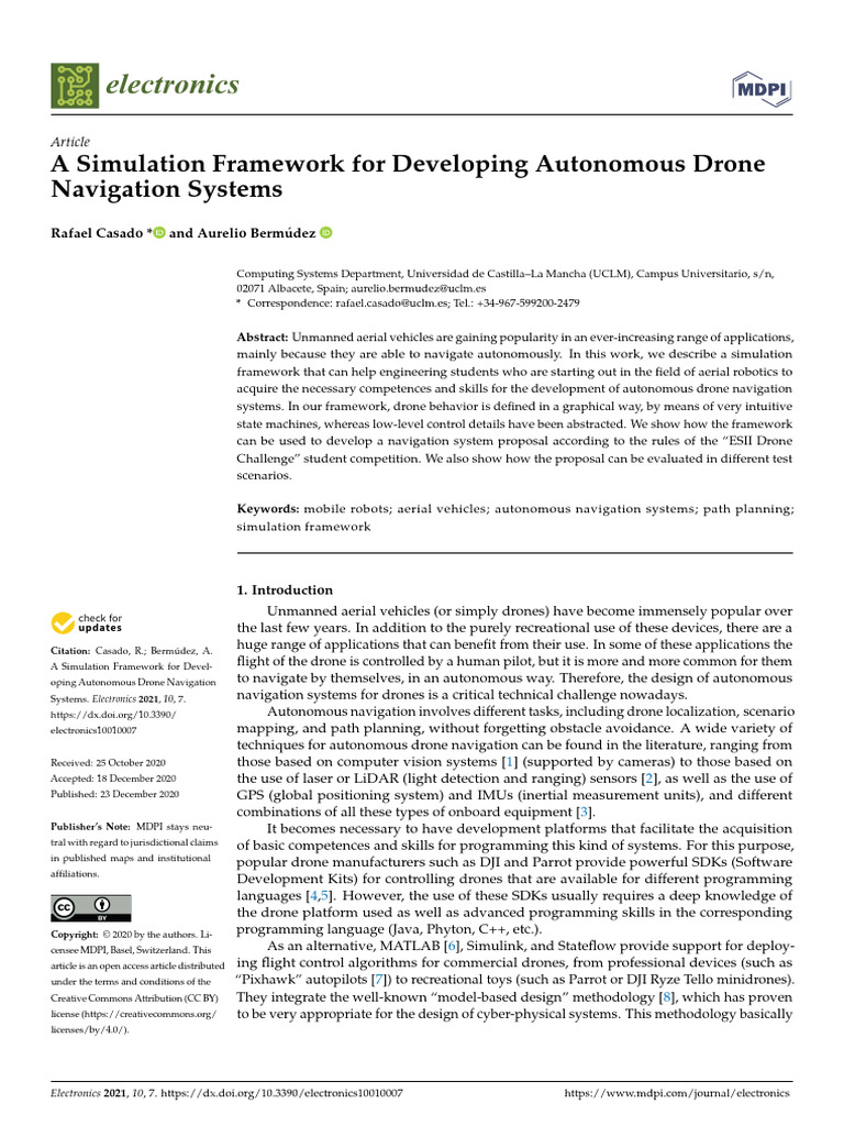 A Simulation Framework For Developing Autonomous D | PDF | Unmanned Aerial Vehicle | Lidar