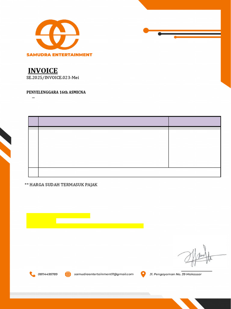 Invoice Penyewaan Perlengkapan Event | PDF