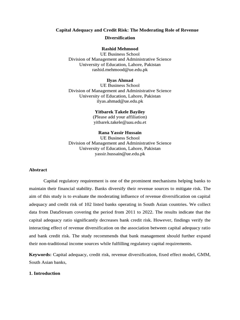 Manuscript For Publication | PDF | Financial Risk | Banks