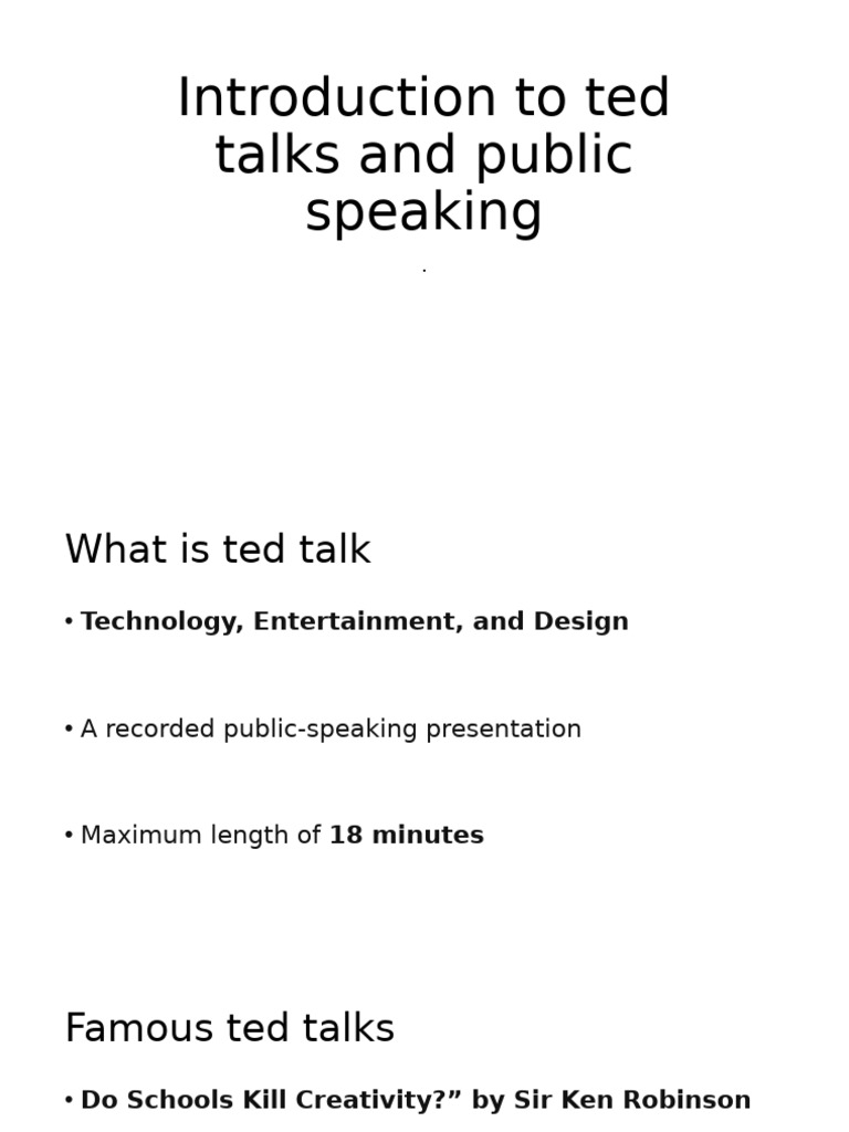 Introduction To Ted Talks and Public Speaking | PDF