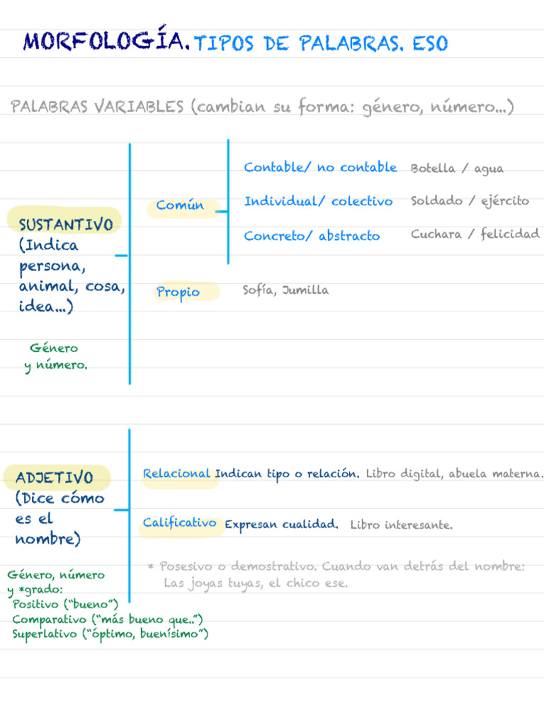 MORFOLOGÍA esquema tablet | PDF | Sintaxis | Gramática