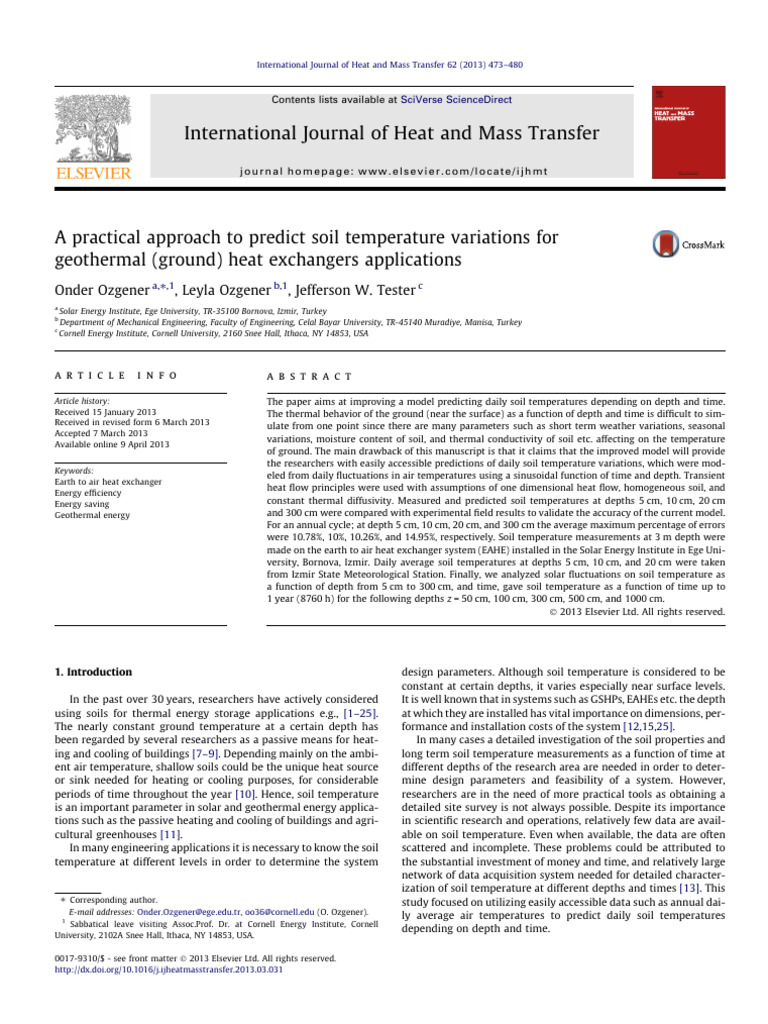 Predicting Soil Temperature for Geothermal Use | PDF | Temperature | Heat