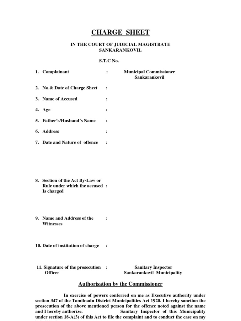 Sample Police Charge Sheet Format | PDF